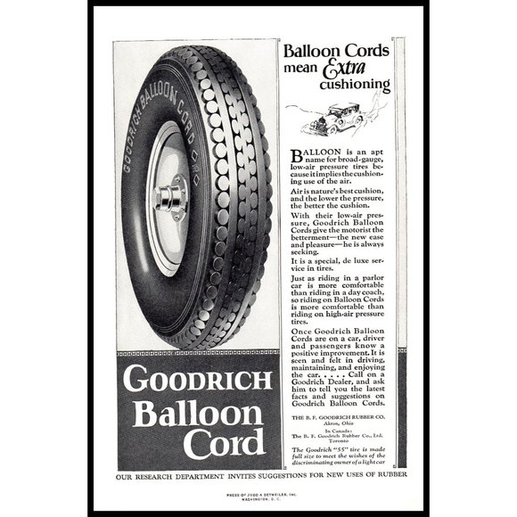 BF Goodrich | Art | 924 Bf Goodrich Rubber Balloon Cord Tires Vintage ...